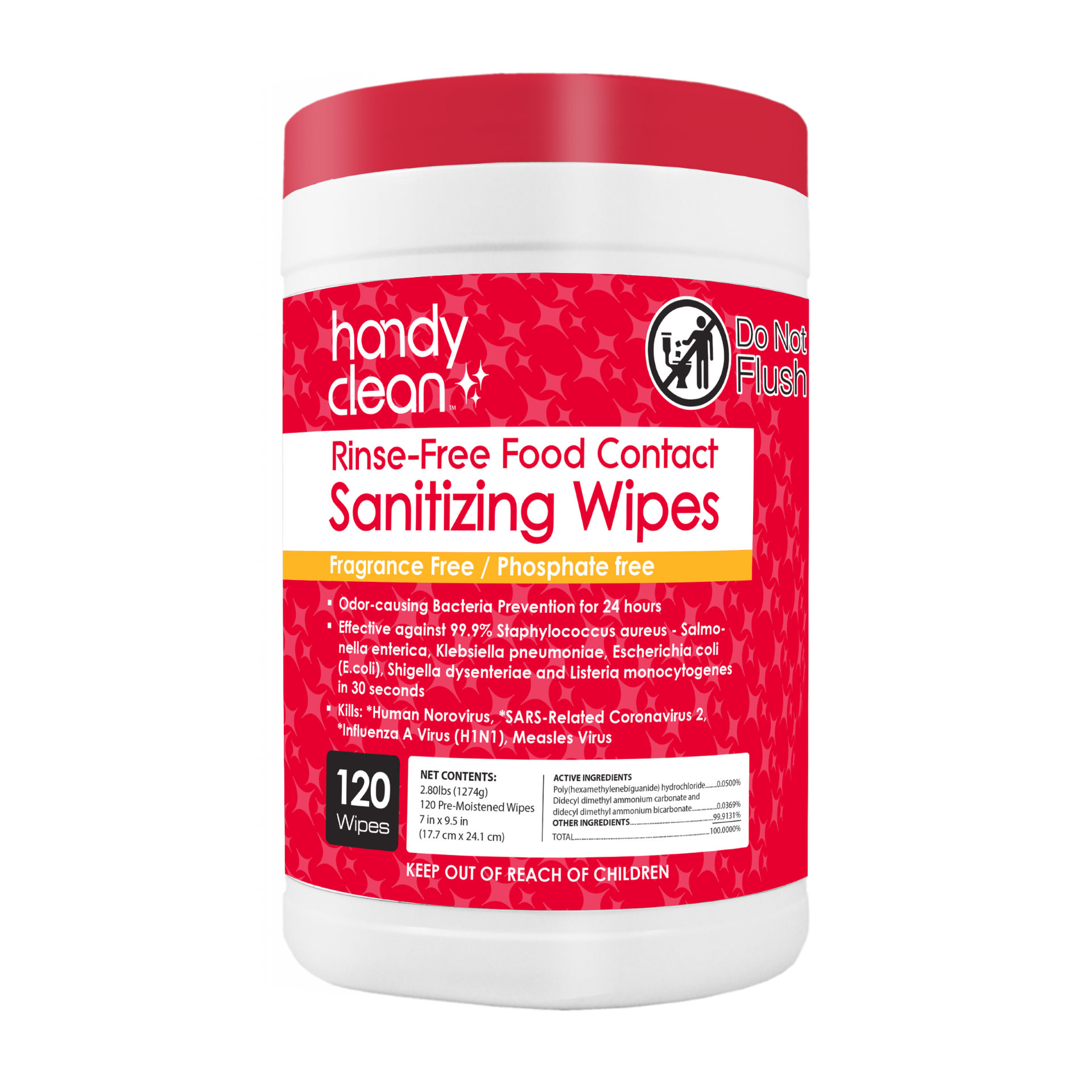 HandyClean Rinse-Free Sanitizing Wipes 120 ct Canister – Diamond Wipes ...